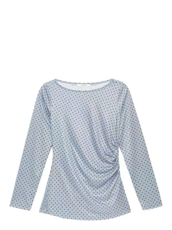 Malìparmi Micro-print Gathered T-shirt - Blue