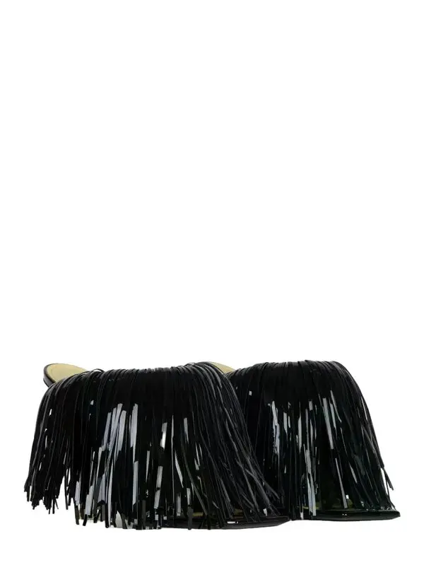 Givenchy Boudoir Heeled Mules In Patent Leather With Fringes - Black