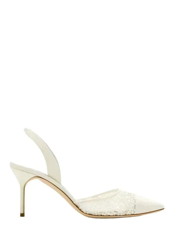 Manolo Blahnik Capsli Lace-panelled Slingback Pumps - White