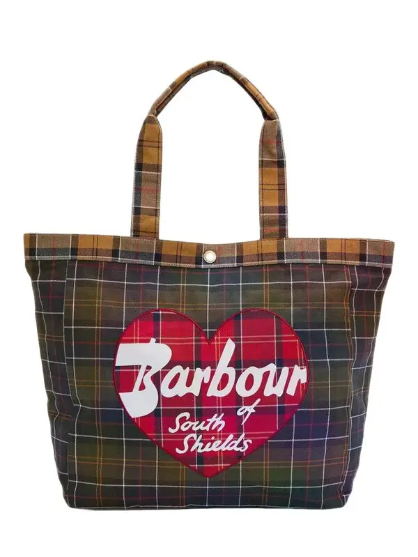 Barbour Large Tartan Heart-patch Tote Bag - Brown