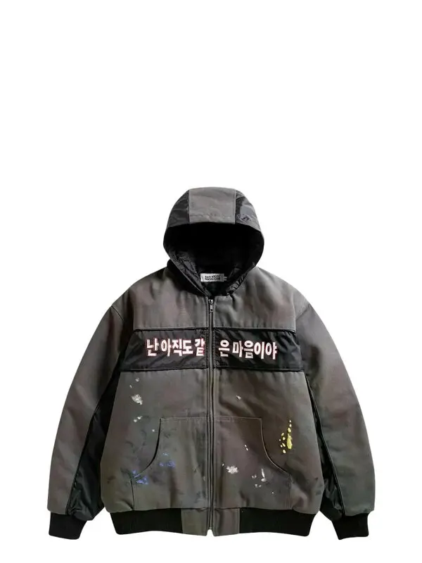 ANTI SOCIAL SOCIAL CLUB Hand-painted Distressed Zip-up Hoodie - Grey