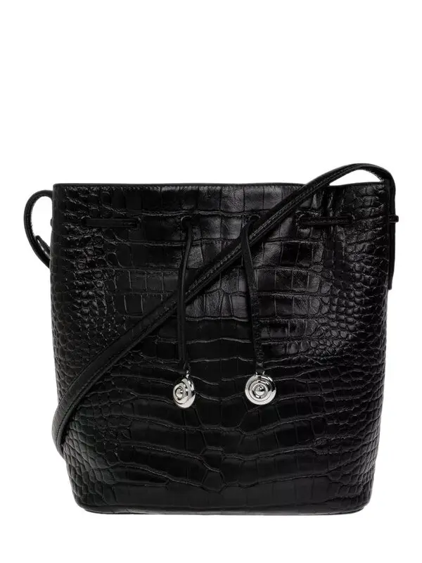 LIFFNER Small Croc-effect Charm Bucket Bag - Black