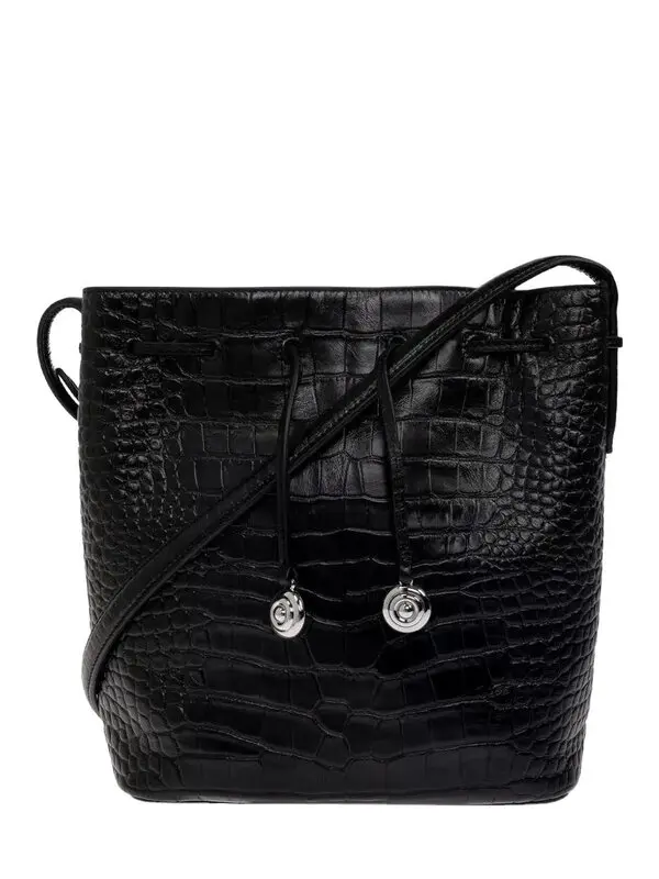 LIFFNER Small Croc-effect Charm Bucket Bag - Black