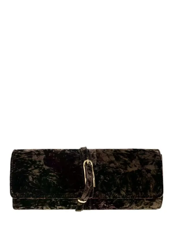 LIFFNER Velvet-effect Buckle-fastening Clutch Bag - Brown