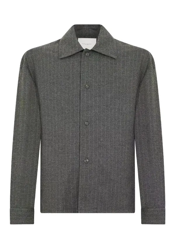 PAOLO PECORA Pinstriped Loose-fit Shirt Jacket - Grey