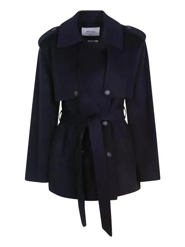 IVY OAK Iojunemarie Belted Double-breasted Coat - Blue