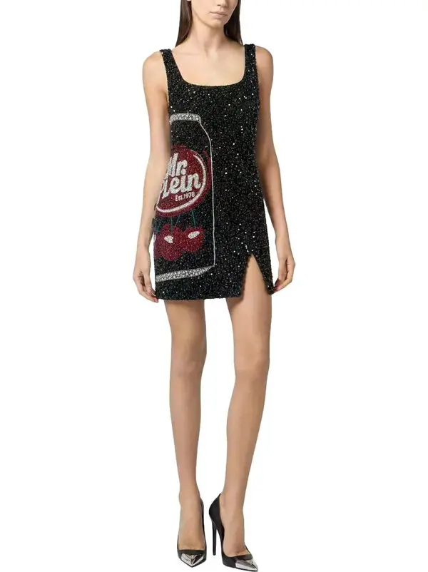 Philipp Plein Cherry Can Crystal-embellished Mini Dress - Black