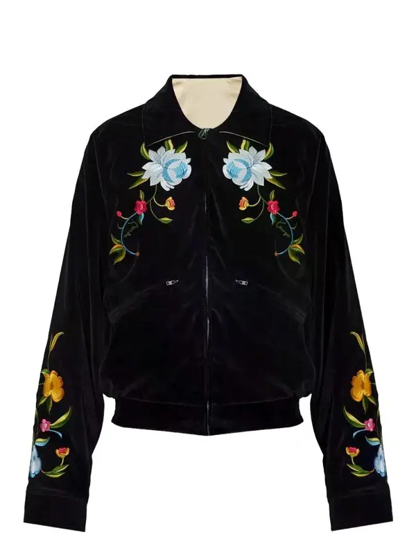 Kenzo Wildflower Embroidered Velvet Jacket - Black