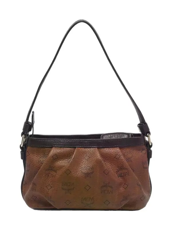 Mcm Pleated Visetos Shoulder Bag - Brown