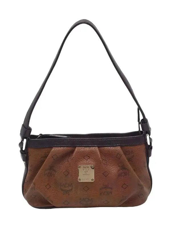 Mcm Pleated Visetos Shoulder Bag - Brown