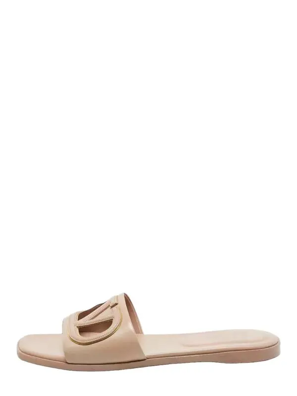 Valentino Garavani Vlogo Leather Slides - Neutrals