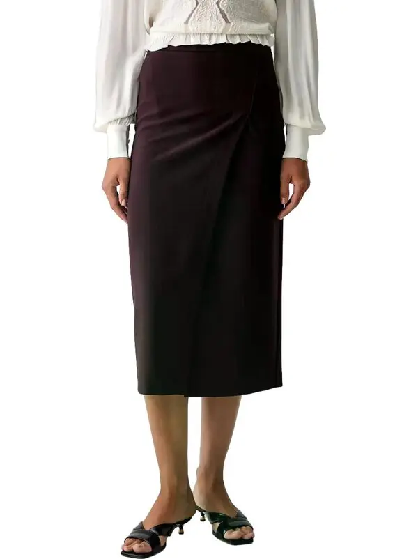 TWINSET Wrap-around Effect Midi Skirt - Brown