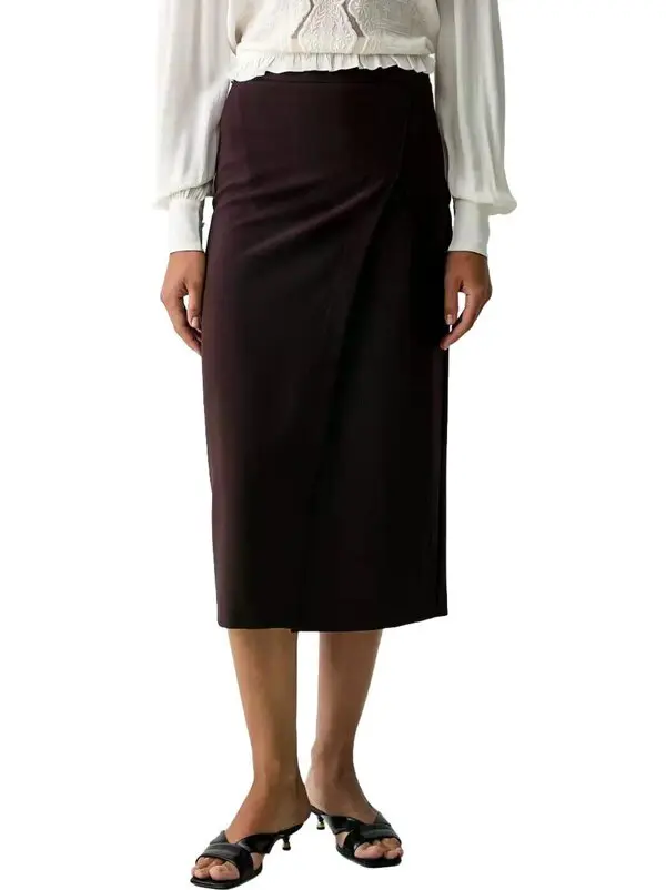 TWINSET Wrap-around Effect Midi Skirt - Brown