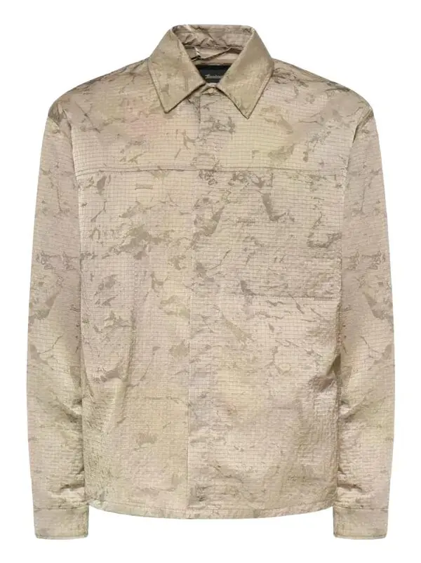 Herno Marble-print Grid-texture Shirt - Brown