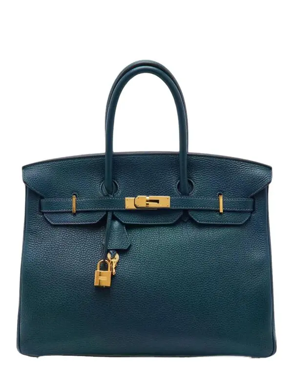 Hermès 2010s 35 Birkin Togo Leather Tote Bag - Blue