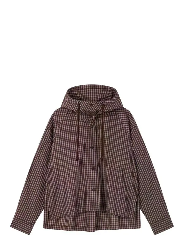 STUDIO TOMBOY Check-print Hooded Shirt Jacket - Brown
