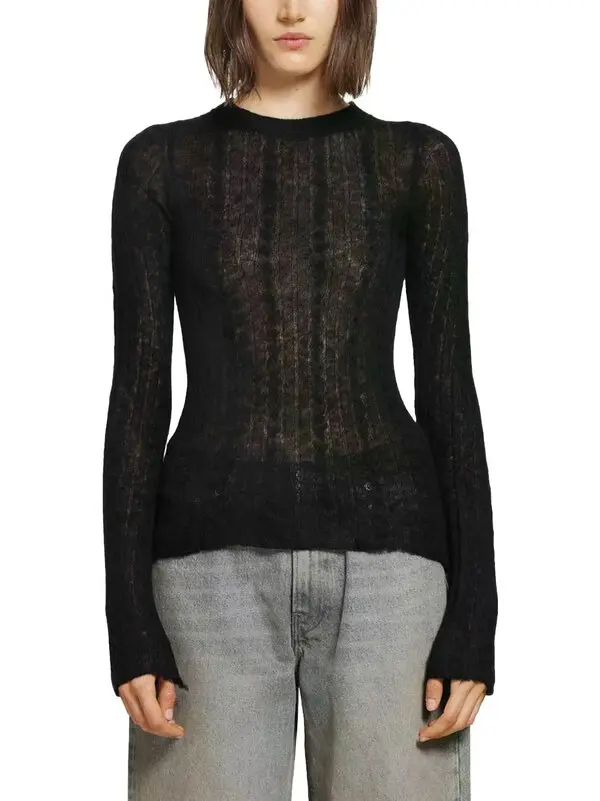 HAIKURE Sey Semi-sheer Cable-knit Sweater - Black