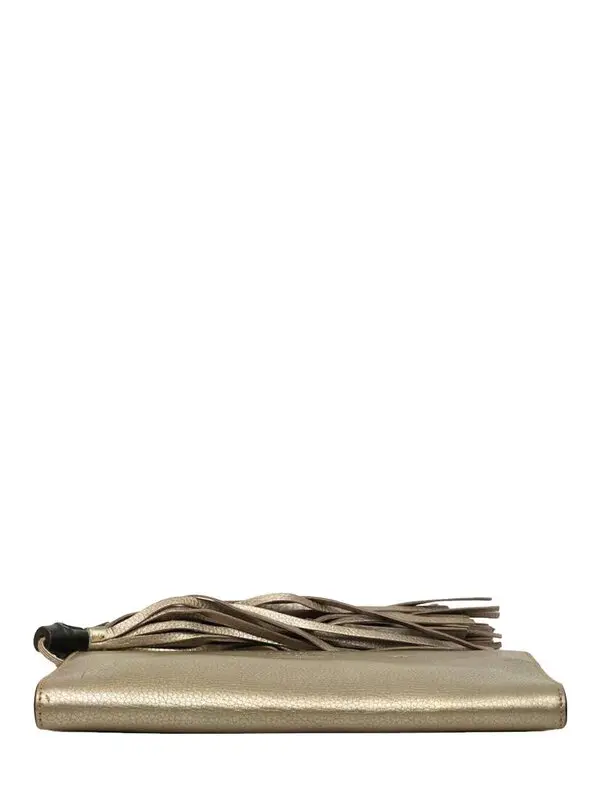 Gucci 2000-2015 Metallic Calfskin Bamboo Tassel Clutch Bag - Brown