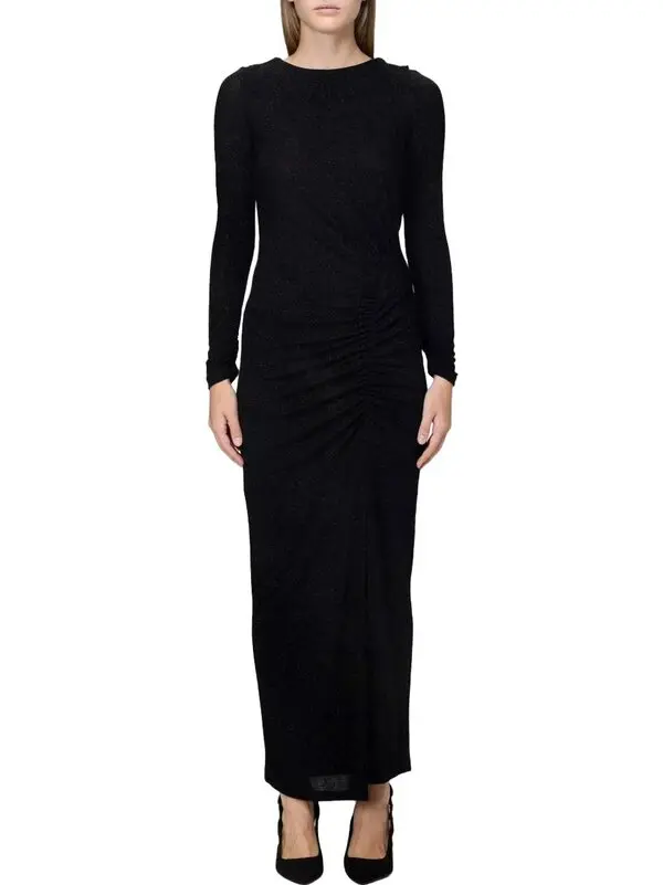 HANITA Gathered Open-back Maxi Dress - Black