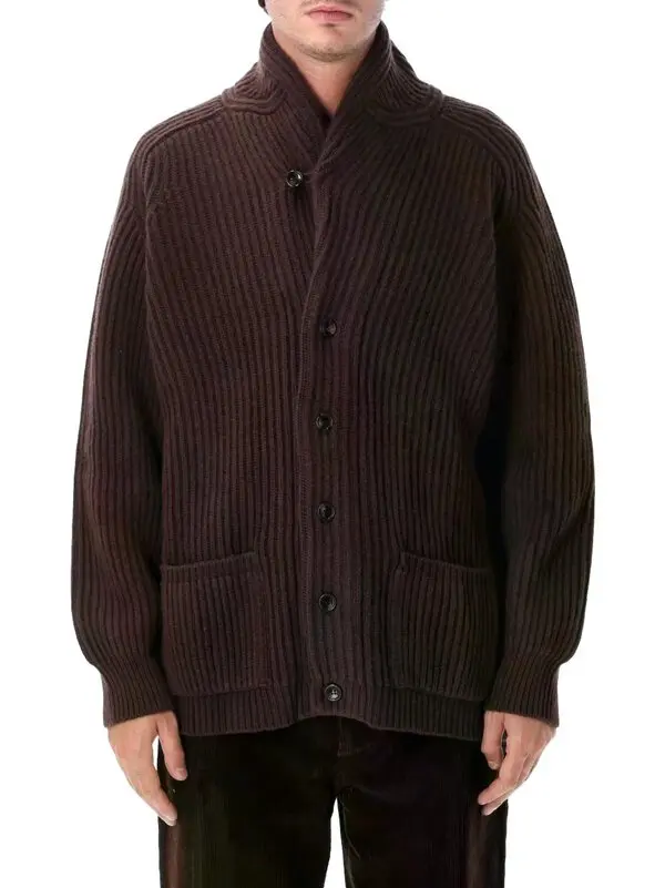 Filson Ribbed-knit Shawl-collar Cardigan - Brown