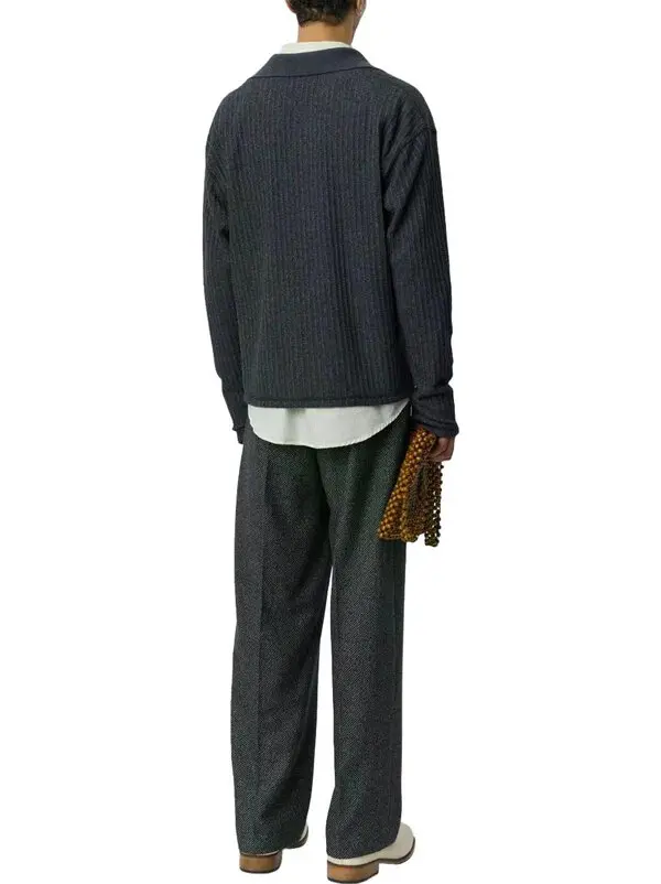 MFPEN Ribbed-knit Bouclé Polo Shirt - Grey