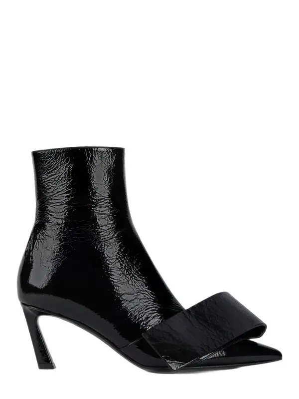 Givenchy Twisted Ribbon Ankle Boots In Shiny Naplack Leather - Black