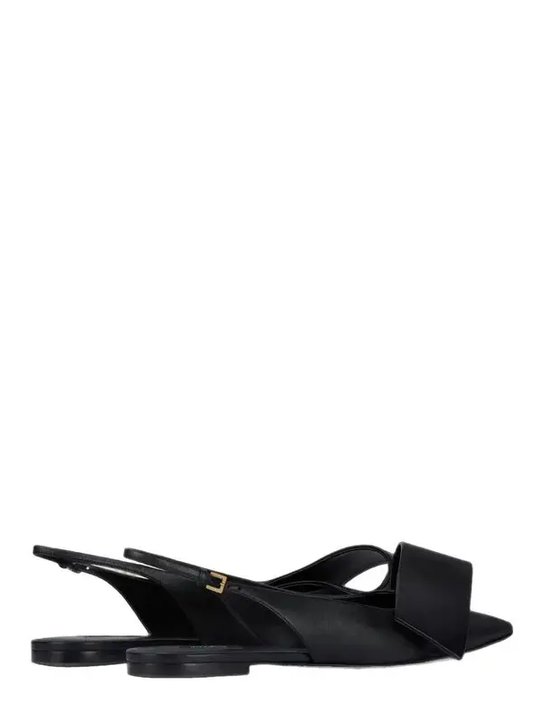 Givenchy Twisted Ribbon Flat Slingbacks In Leather - Black