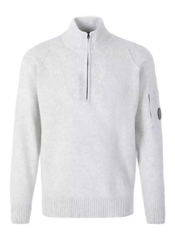 C.P. COMPANY Lambswool Lens Half Zip Sweater - Grey