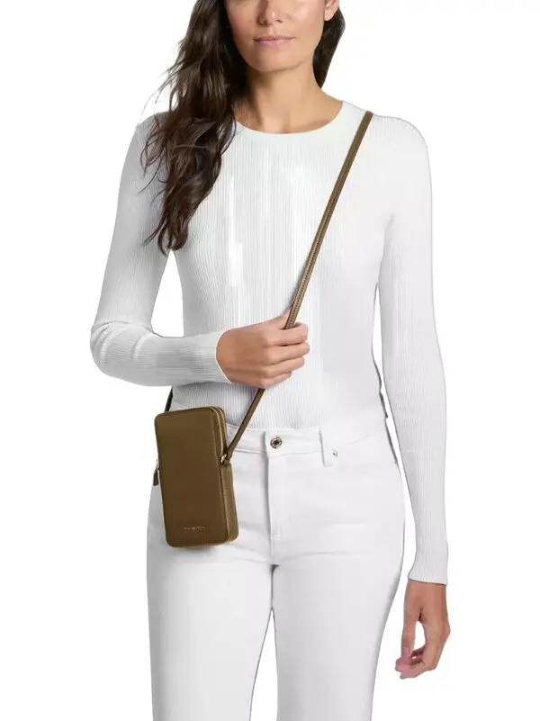 Michael Kors Jet Set Small Pebbled Leather Smartphone Crossbody Bag - Brown