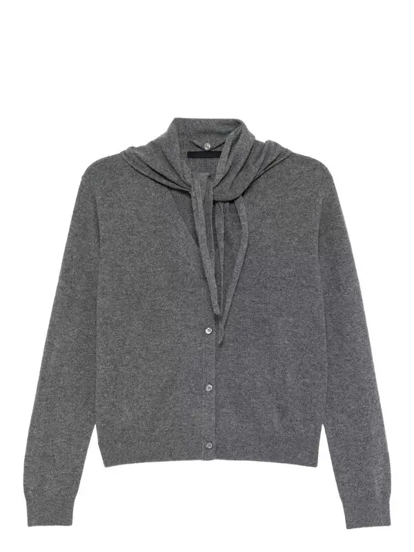 JUUN.J Cashmere Scarf Cardigan - Grey