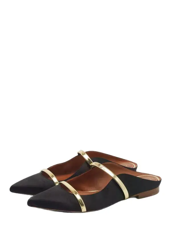 MALONE SOULIERS Maureen Satin Mules - Gold