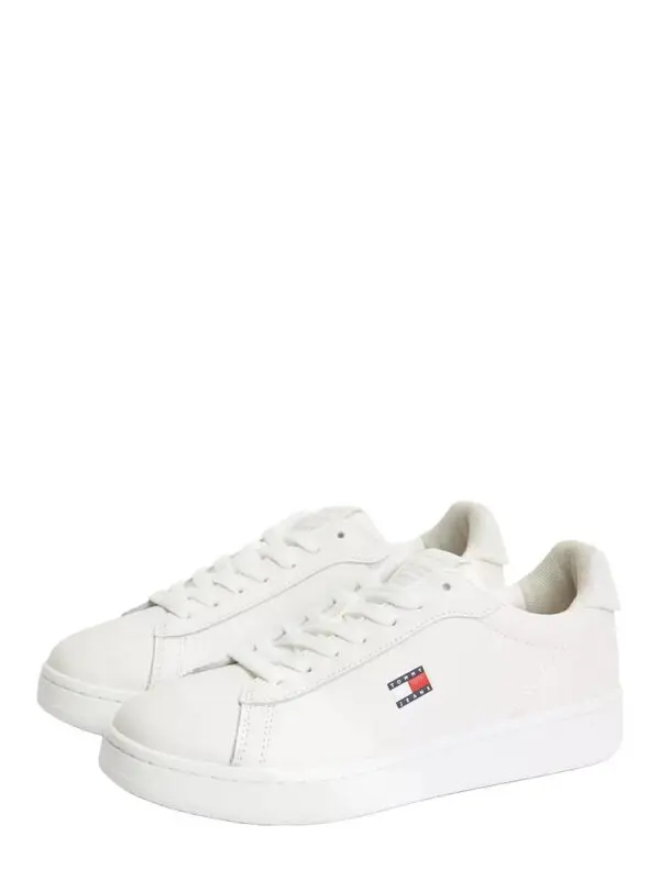 Tommy Hilfiger Logo-patch Leather Sneakers - White