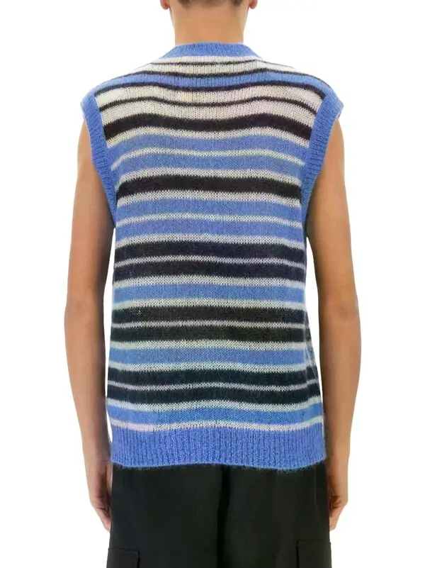 Marni Striped V-neck Knitted Vest - Blue