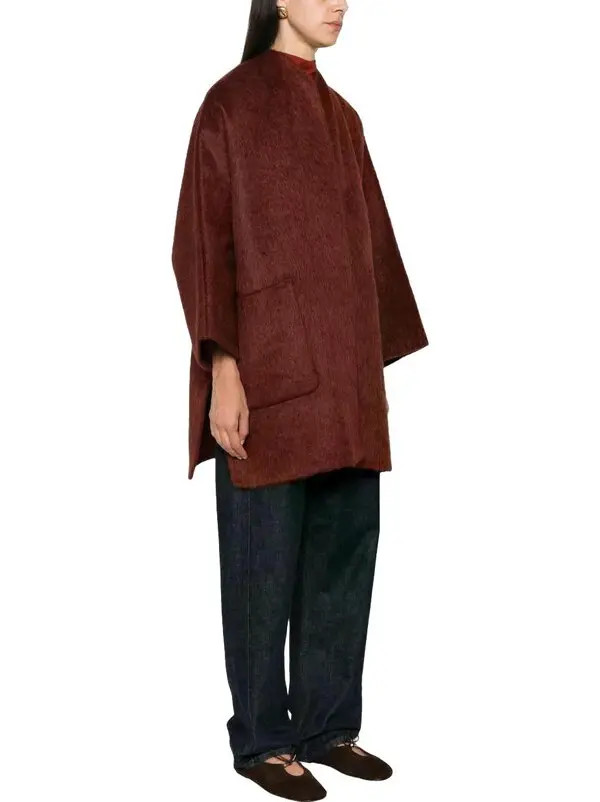 Max Mara Brushed-finish Oversized Coat - Red