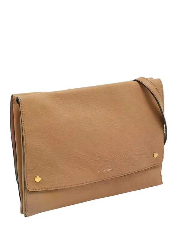 Burberry Double Side Flap Leather Crossbody Bag - Brown
