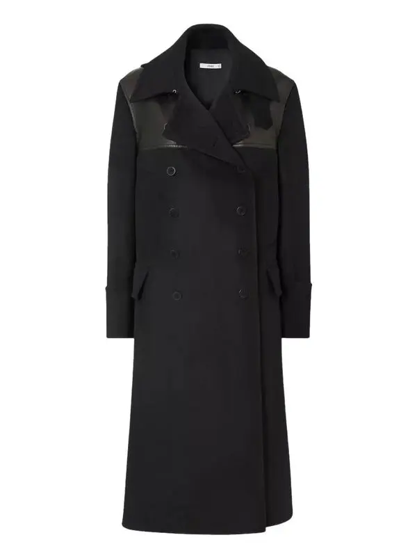 Fendi Leather-panelled Double-breasted Parka - Black