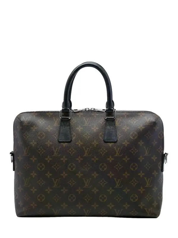 LOUIS VUITTON 2013 Monogram Macassar Porte Documents Jour Business Bag - Brown