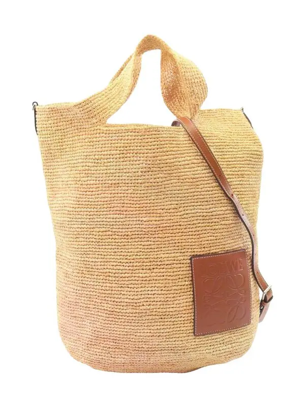 Loewe 2015-2026 Raffia Slit Satchel - Neutrals
