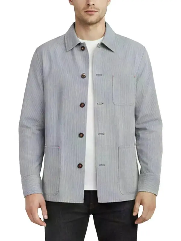 Givenchy Pinstriped Cotton Shirt Jacket - Blue
