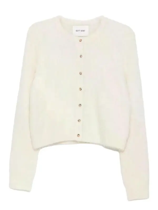 Soft Goat Brushed-finish Button-up Cardigan - Neutrals