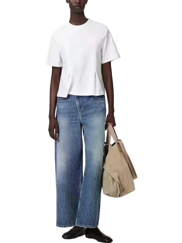 ALLSAINTS Pleated Embroidered-logo T-shirt - White