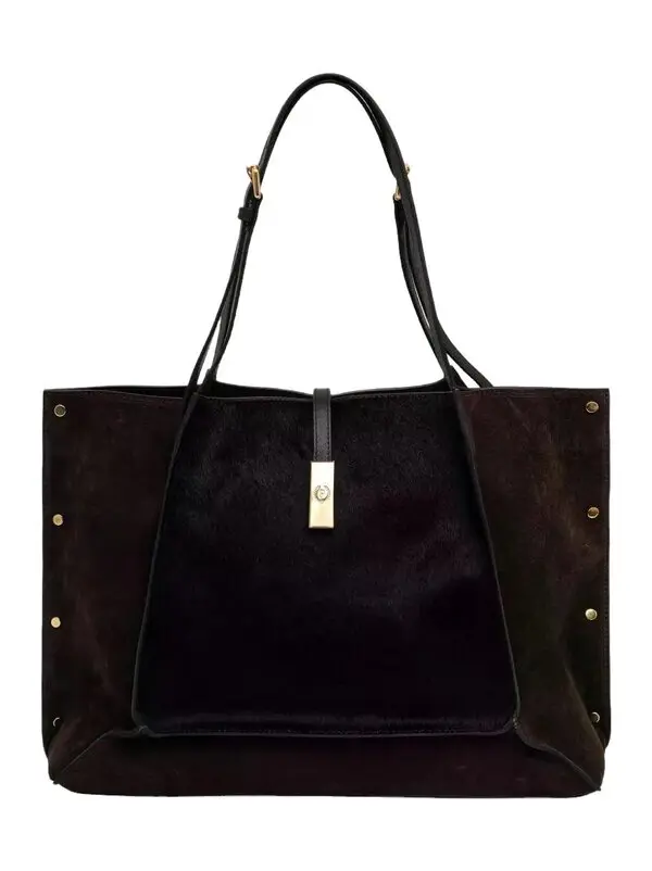 POLLINI Austin Stud-embellished Calf-hair Tote Bag - Brown