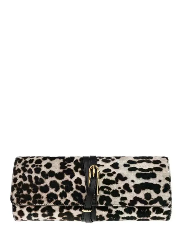 LIFFNER Leopard-print Buckle-fastening Clutch Bag - Neutrals