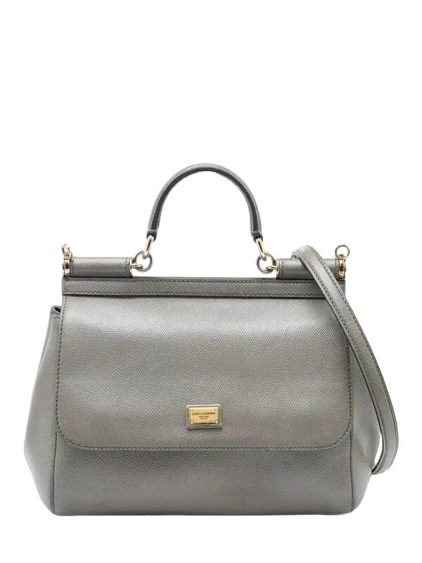 Dolce & Gabbana Miss Sicily Leather Handbag - Grey