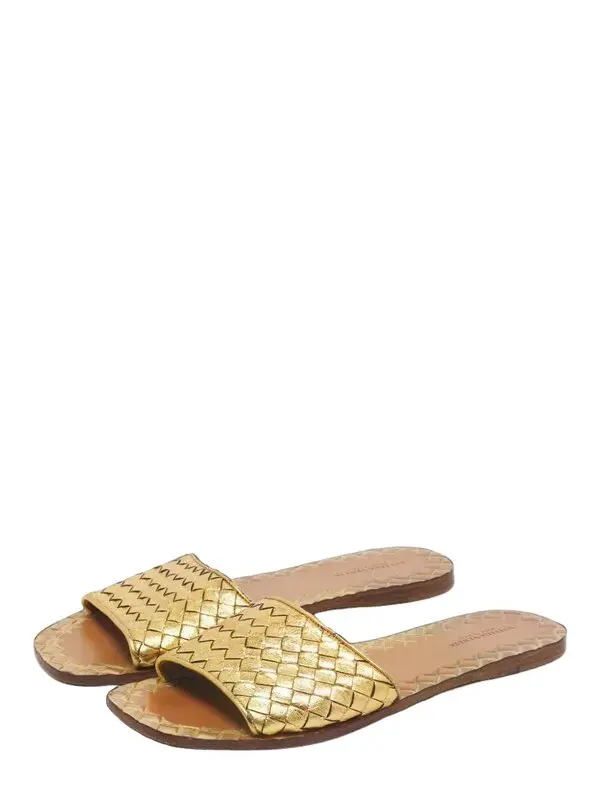 Bottega Veneta Ravello Intrecciato Leather Sandals - Gold