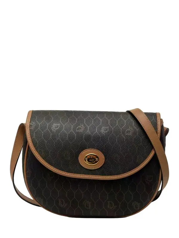 Dior 20th Century Honeycomb Coated Canvas Crossbody Bag - Black