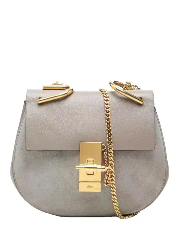Chloé 2016 Mini Bicolor Suede And Calfskin Drew Crossbody Bag - Grey