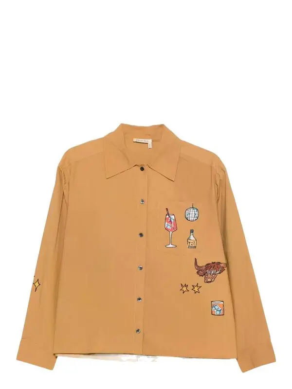 STELLA NOVA Embroidered Chest-pocket Shirt - Brown