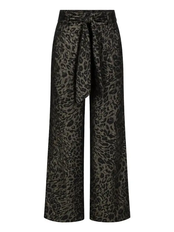 TRAFFIC PEOPLE Thursday's Child Metallic Leopard Print Bacall Trousers - Black