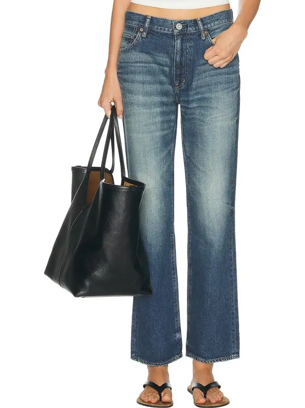 Moussy Vintage Leyden Straight Leg Jeans In Blue - Dark Blue
